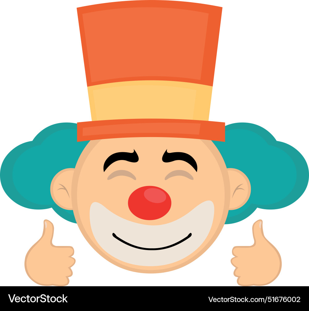 Head clown hands thumbs up Royalty Free Vector Image