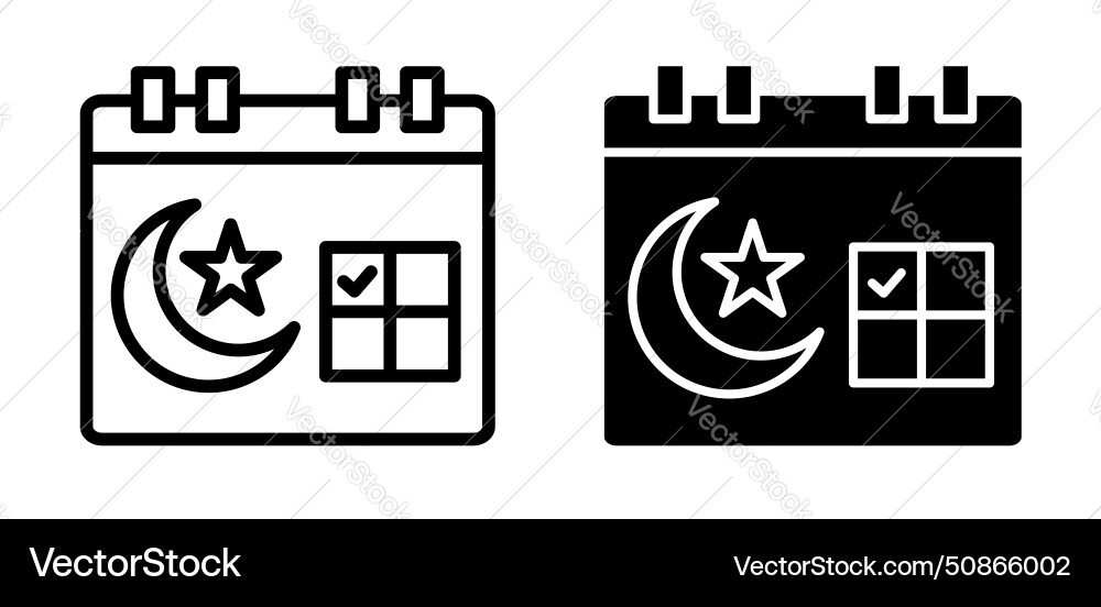 Islamic calendar icon set muslim eid or ramadan Vector Image