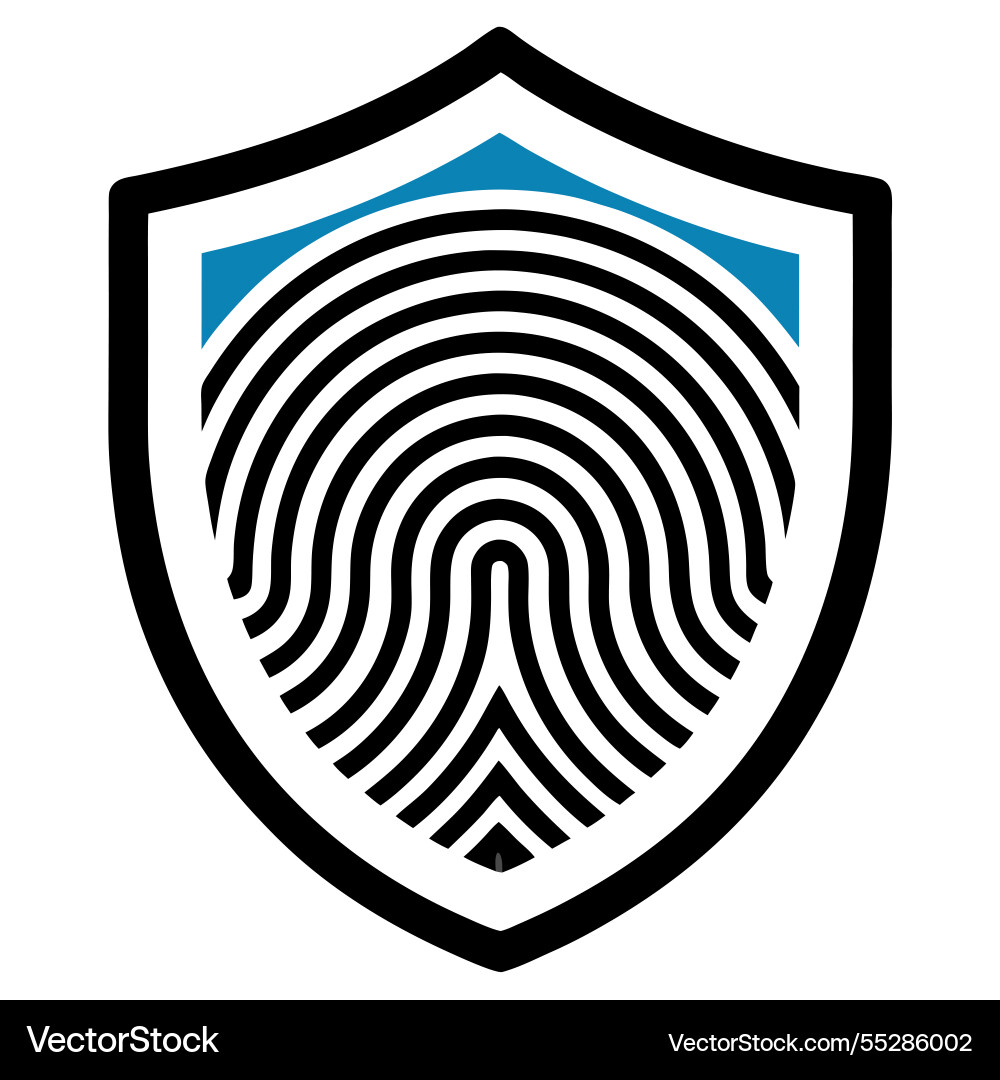 Shield icon fingerprint symbol biometric security Vector Image