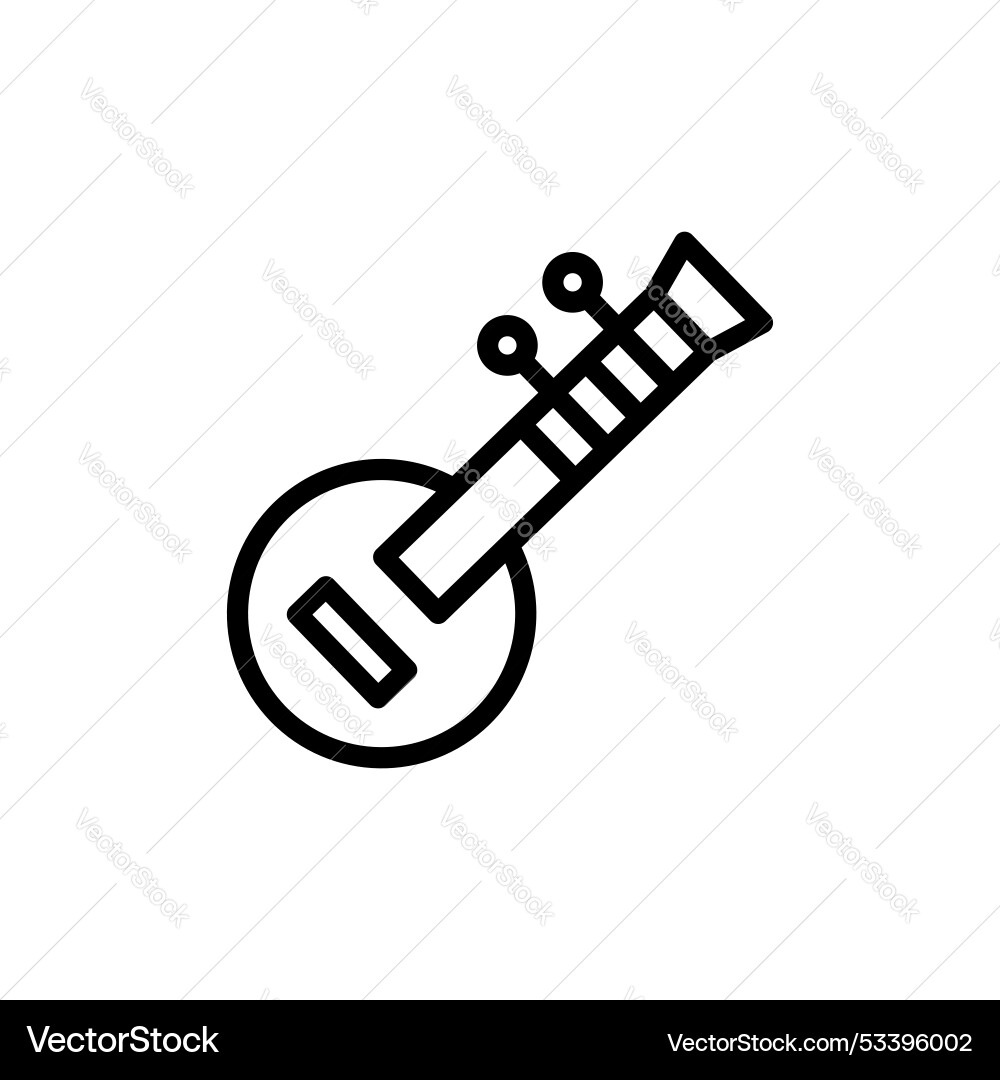 Sitar line icon isolated on white background Vector Image