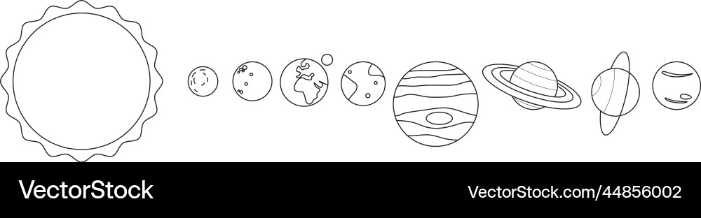 Solar system astronomy drawing for coloring Vector Image
