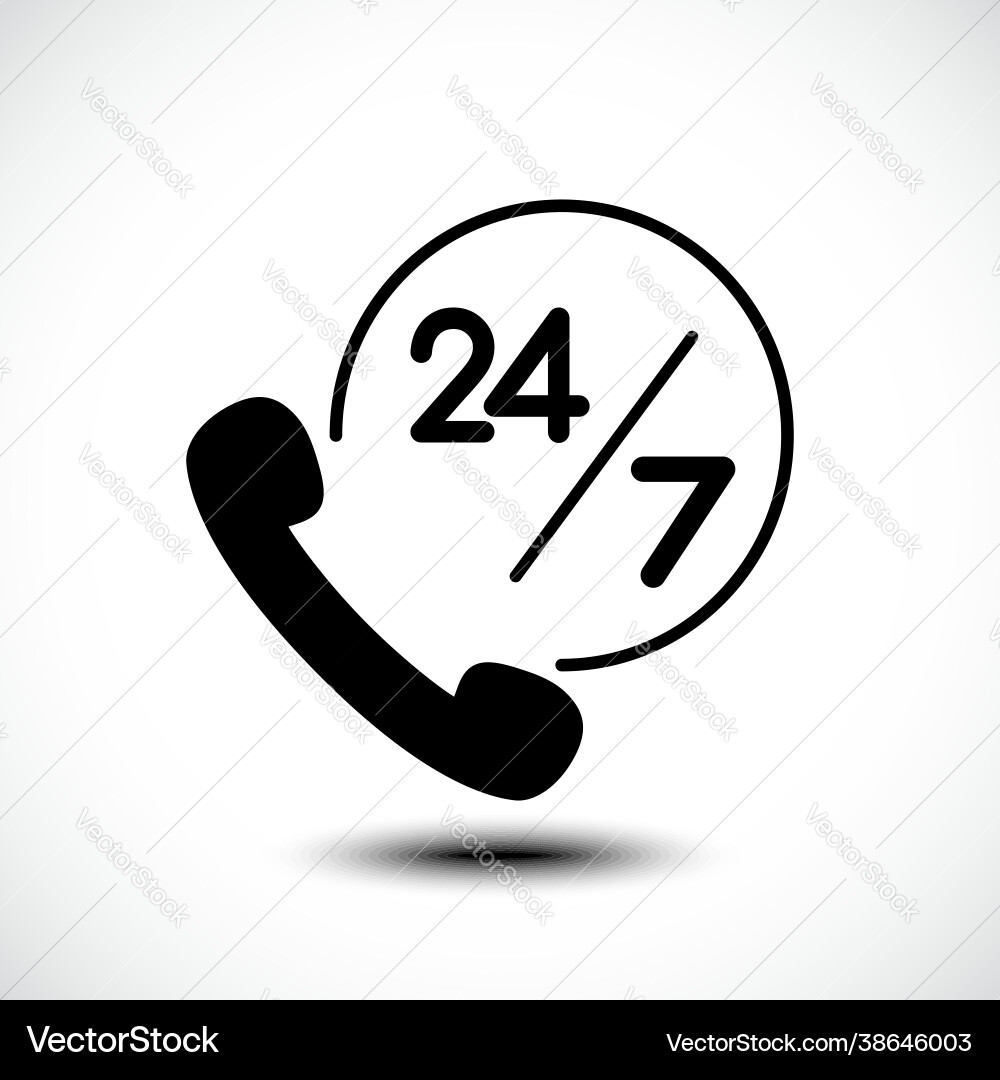 24 hours call center support icon Royalty Free Vector Image