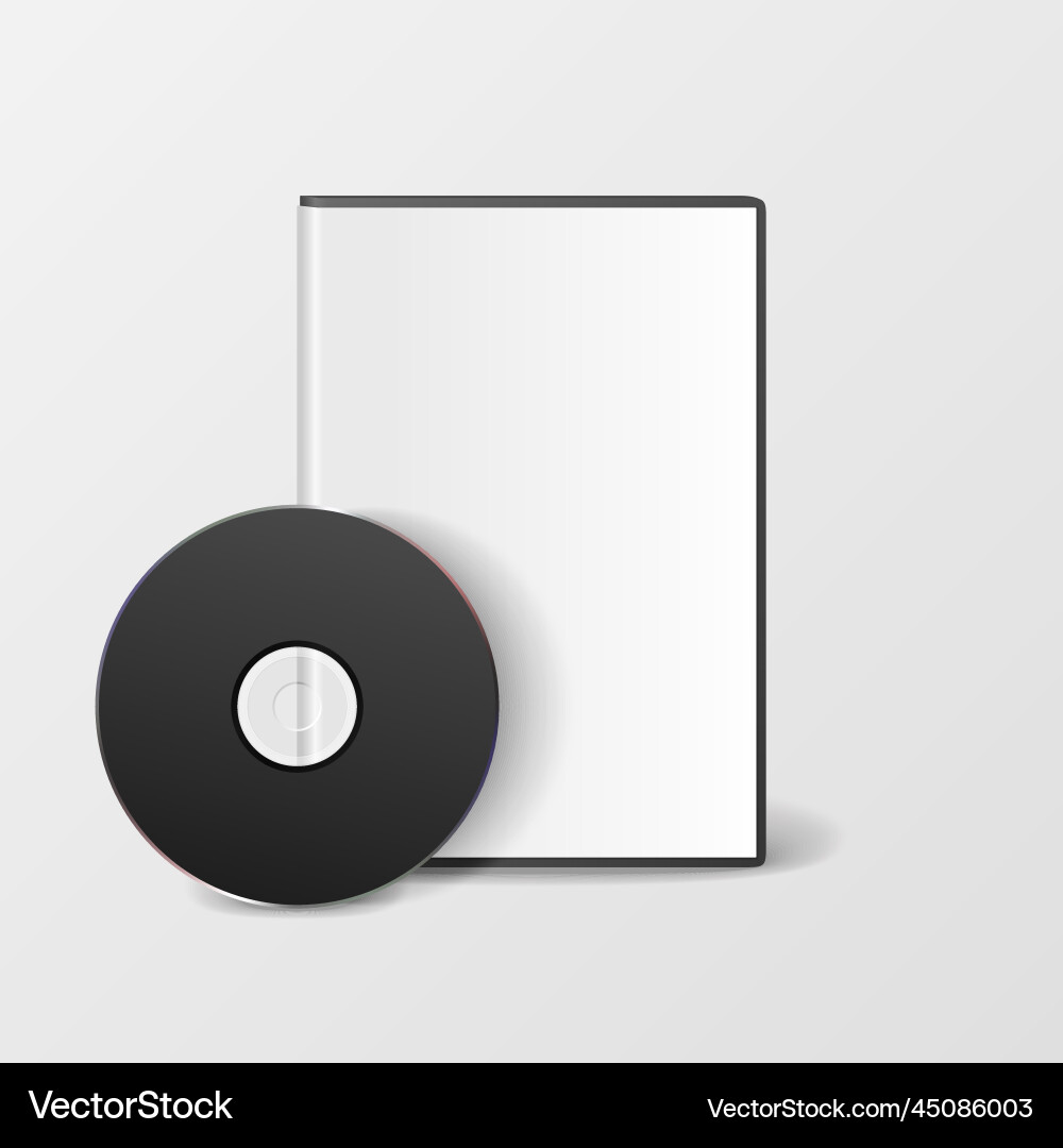3d realistic black cd dvd with plastic Royalty Free Vector