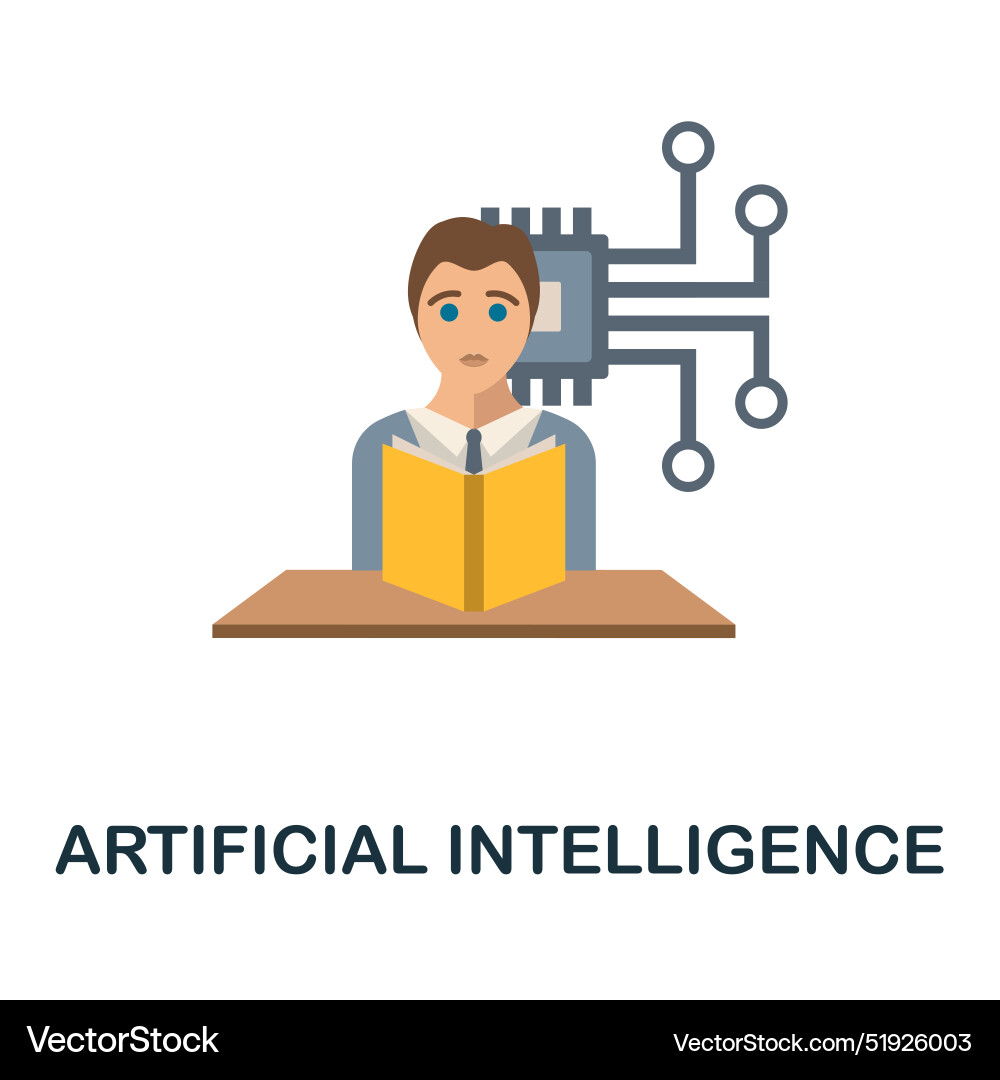 Artificial intelligence flat icon colored sign Vector Image