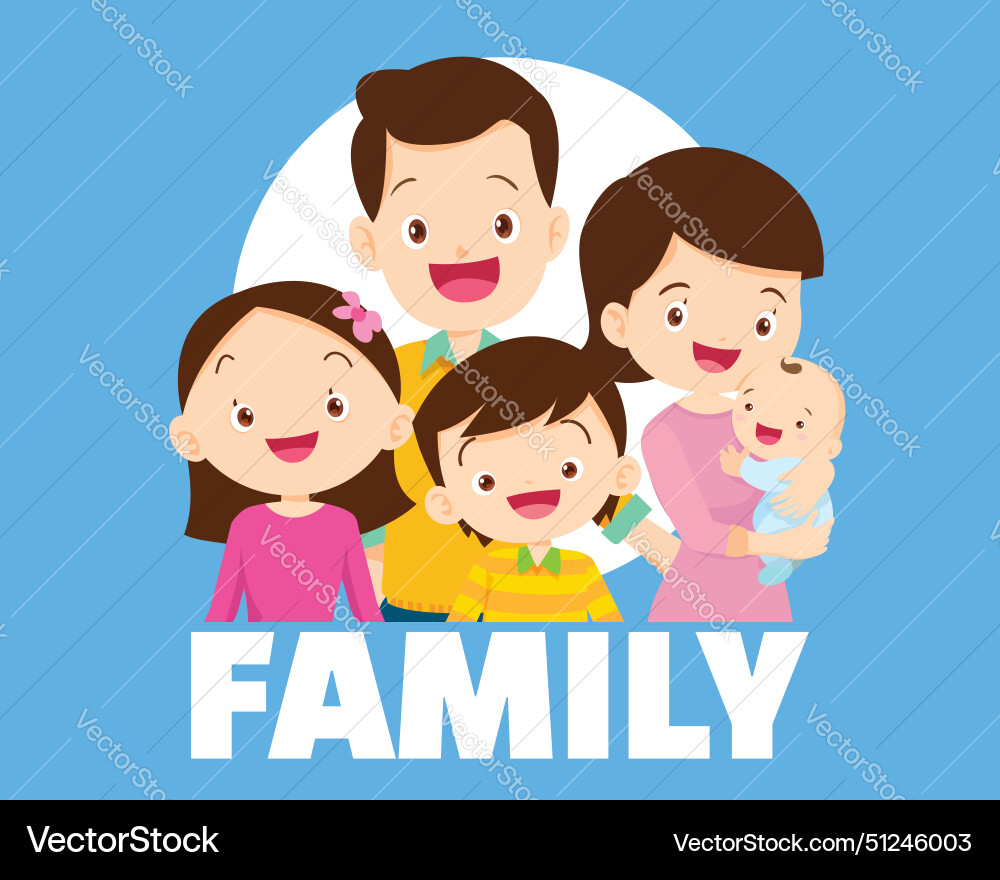 Big happy multi-generational family siblings Vector Image