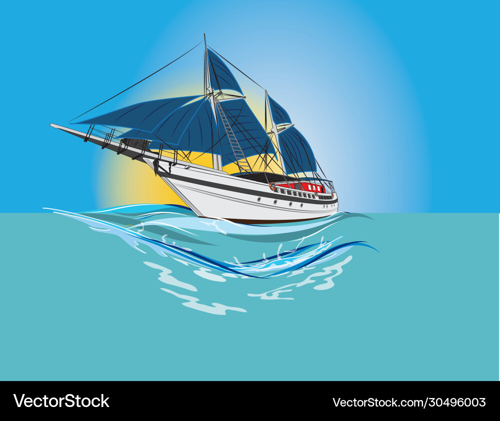 Coastal Sailboat Royalty Free Vector Image - VectorStock