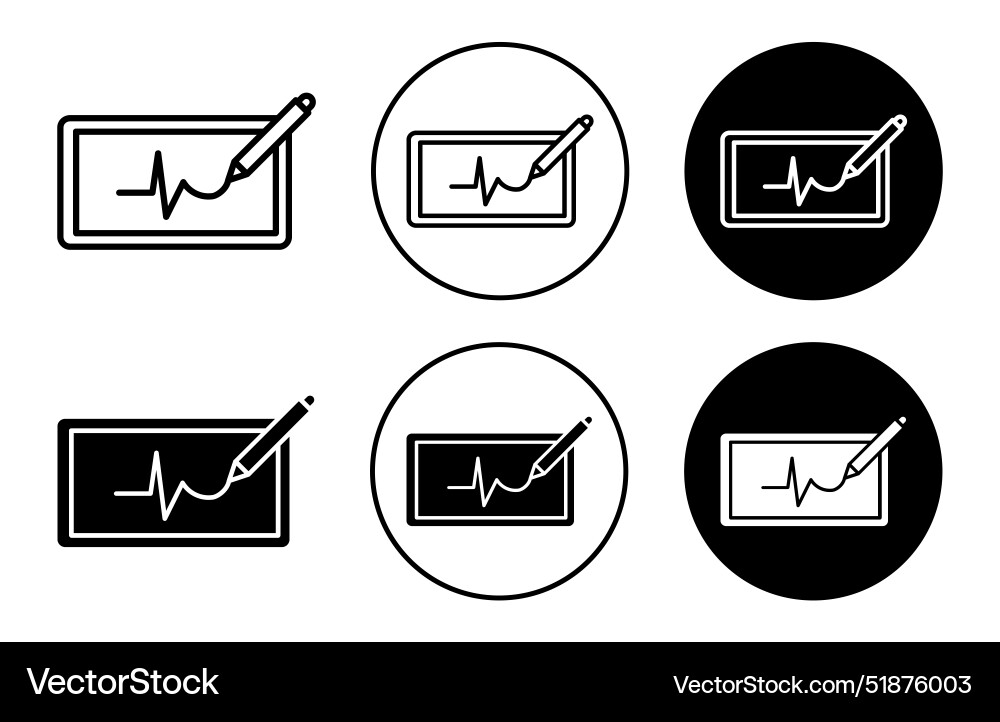 Electronic signature icon outline flat Royalty Free Vector