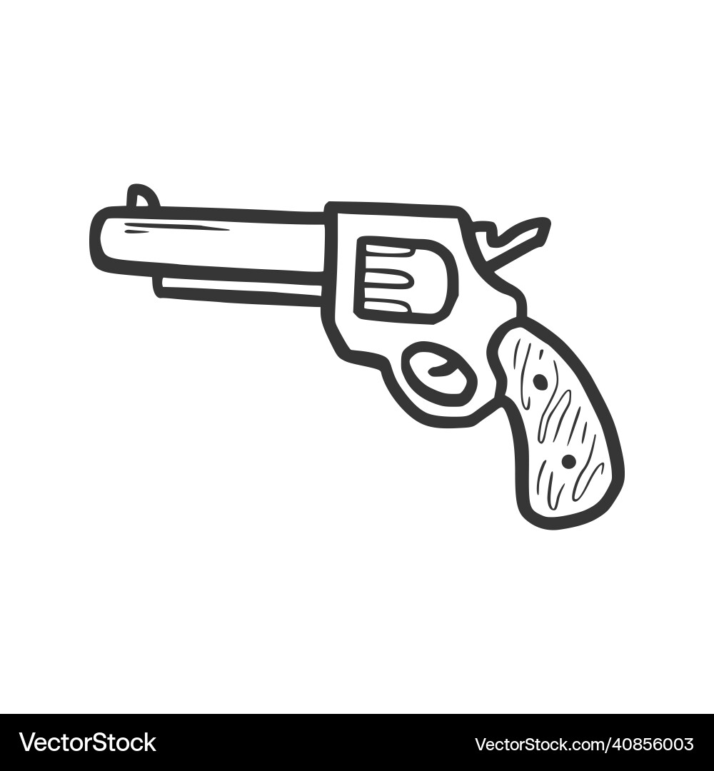 Hand drawn revolver gun element Royalty Free Vector Image