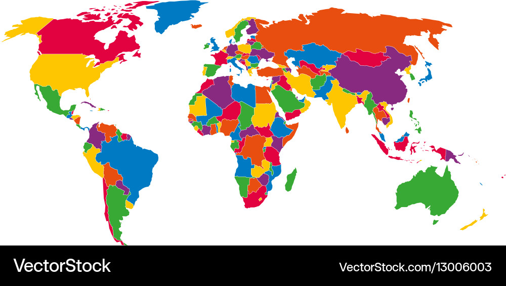 Multi-colored blank political map of world Vector Image
