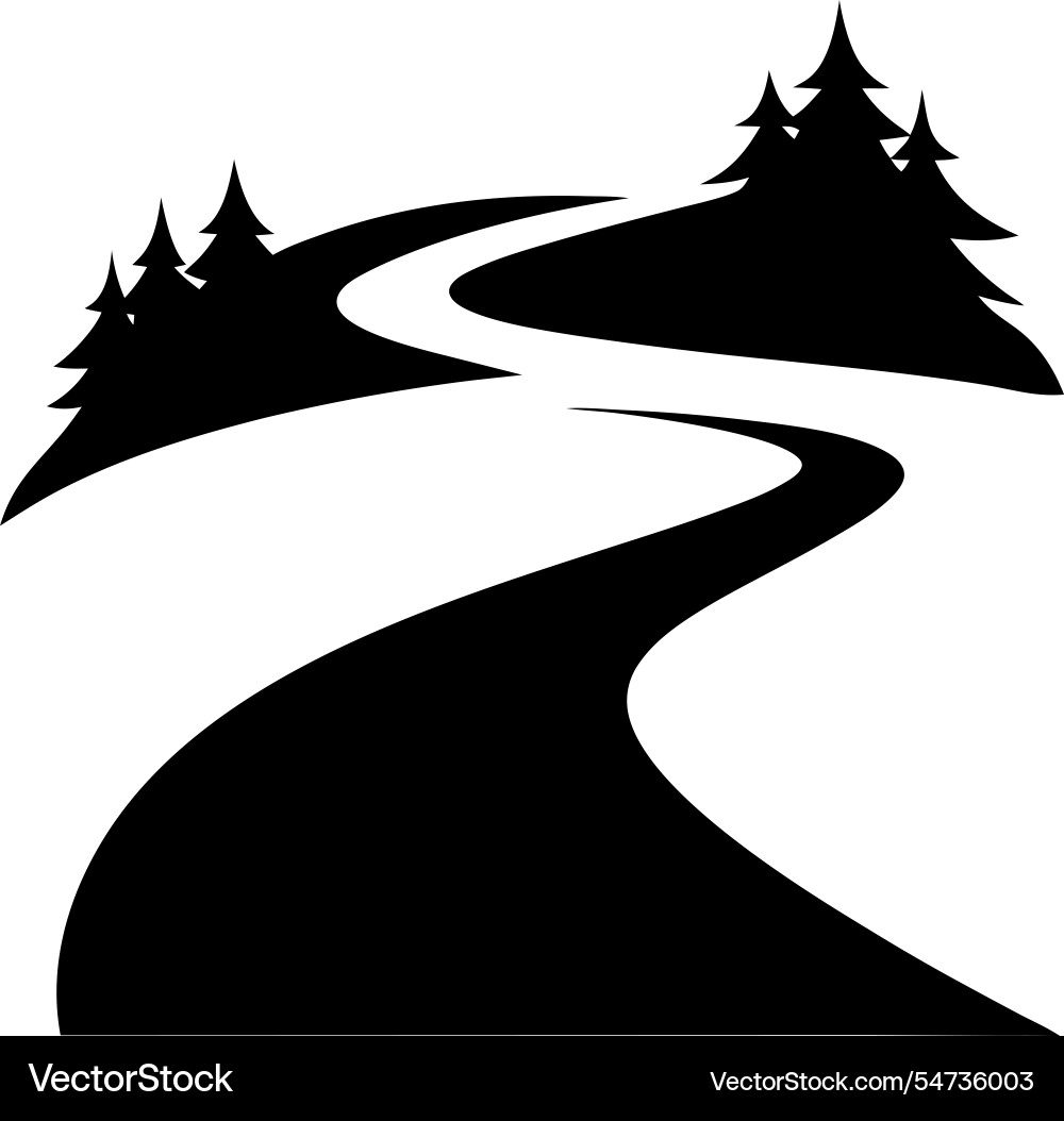 Snowy path silhouette for winter scenes Royalty Free Vector