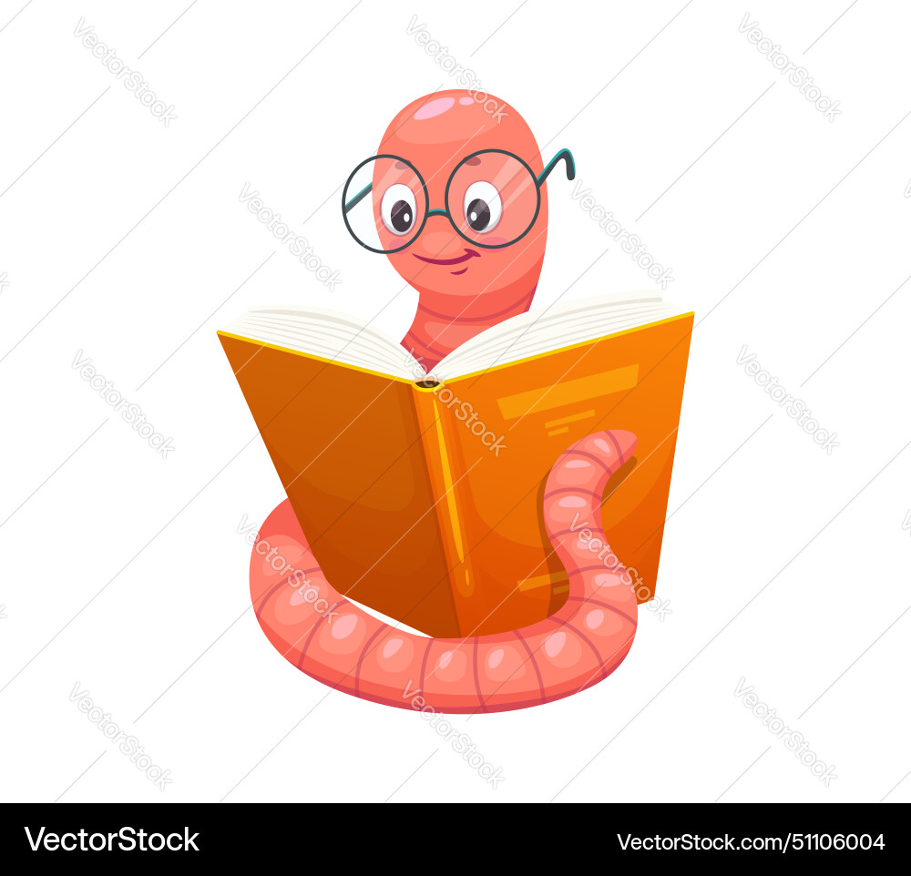 Cartoon bookworm or worm character reading book Vector Image