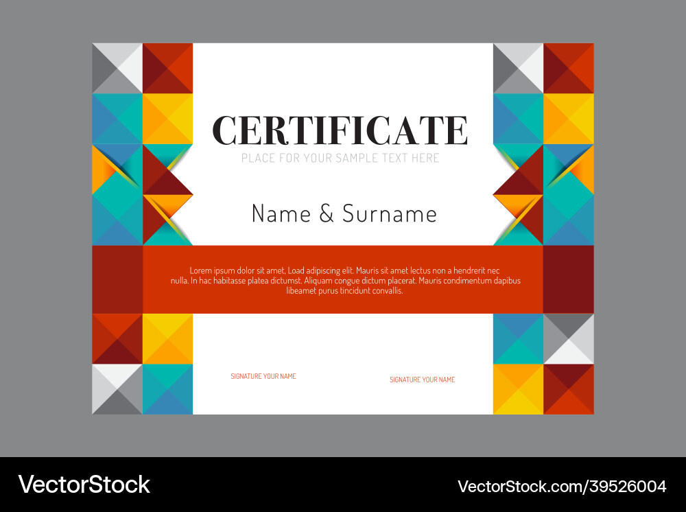 Certificate template geometric frame design Vector Image