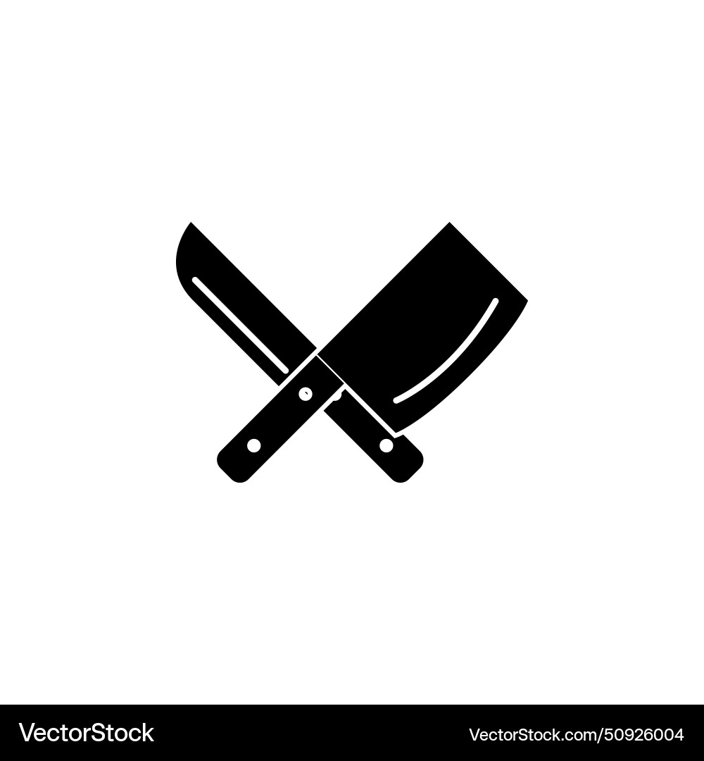 Crossed chef knife butcher tools flat icon Vector Image