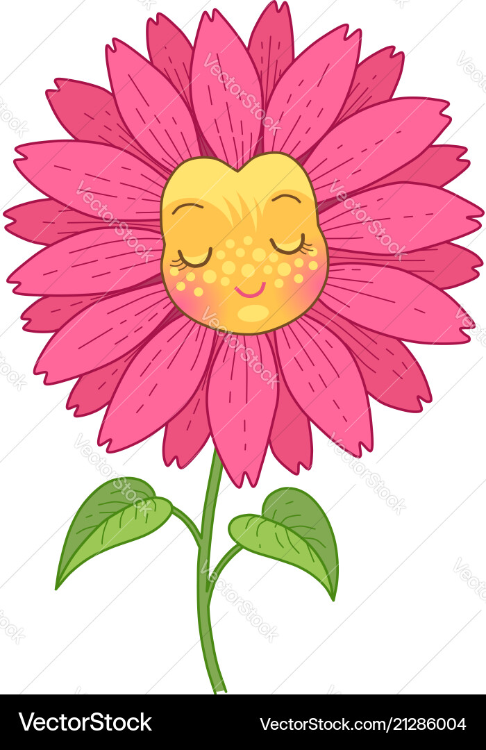 Cute Pink Flower Cartoon Royalty Free Vector Image