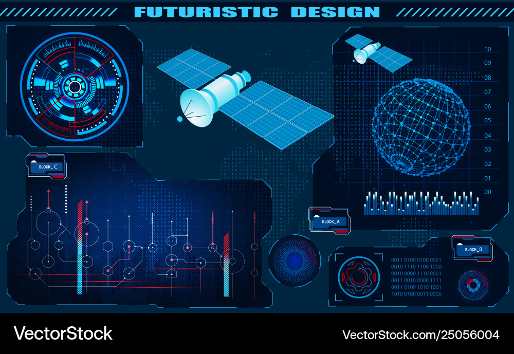 Futuristic graphical interface satellite control Vector Image