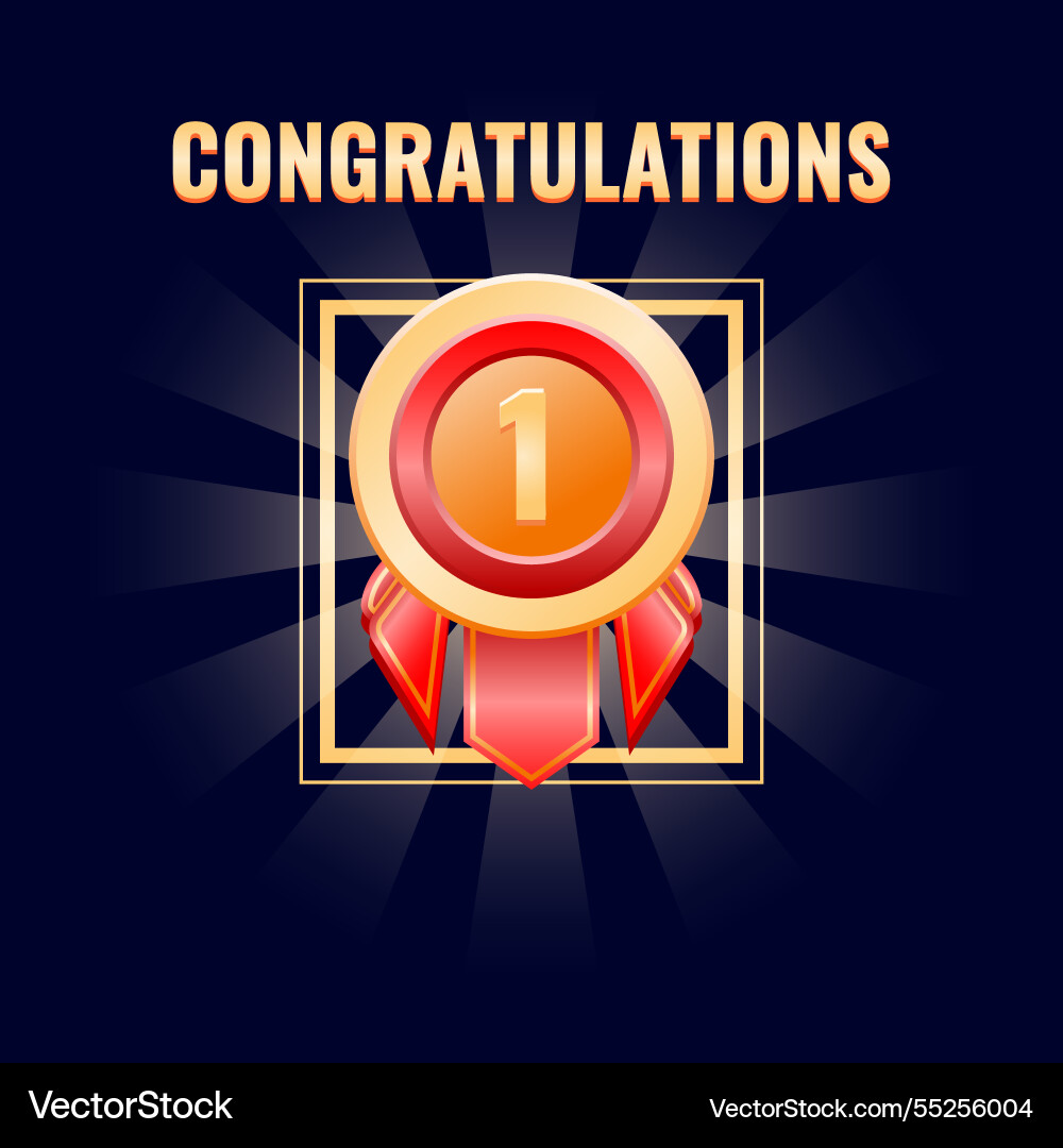 Golden rounded badge medal with ranked up Vector Image