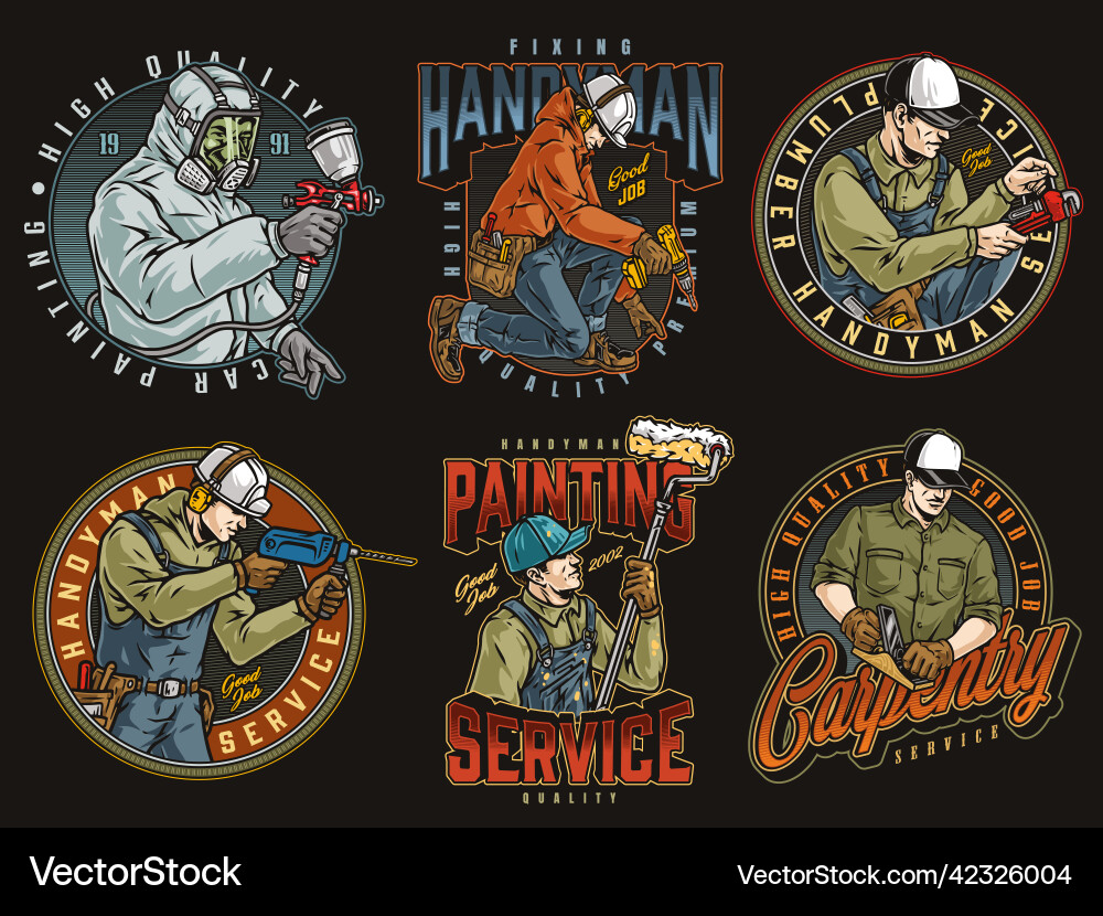 Manual work colorful patches collection Royalty Free Vector
