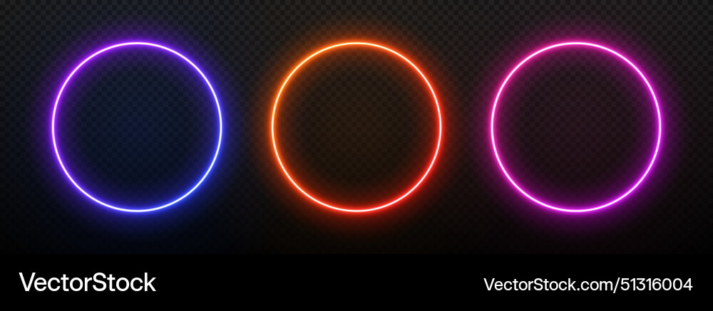 Neon light round frame gradient circle border Vector Image