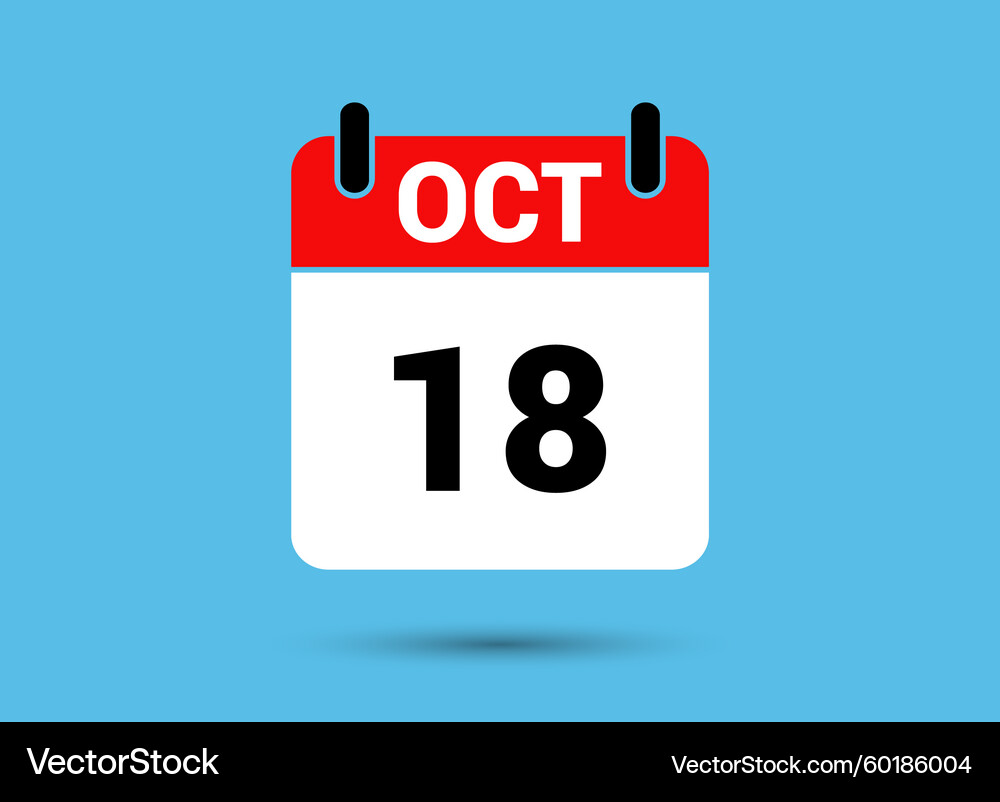 October 18 Date Calendar Icon Royalty Free Vector Image