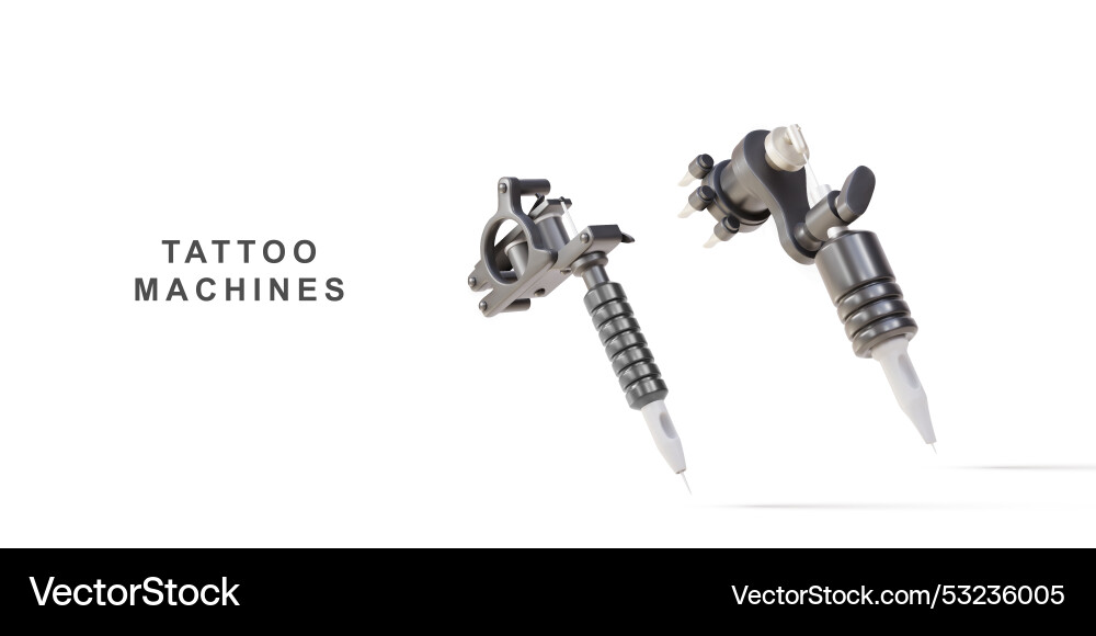 3d realistic two black tattoo machines Royalty Free Vector