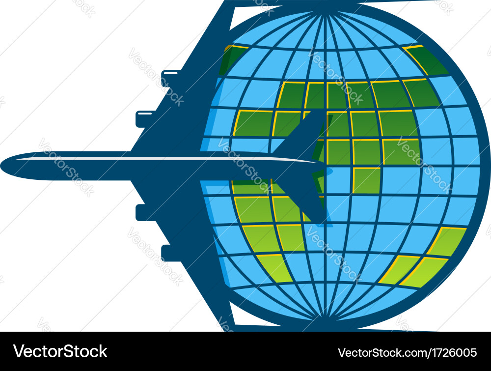 Airplane flying around the earth Royalty Free Vector Image