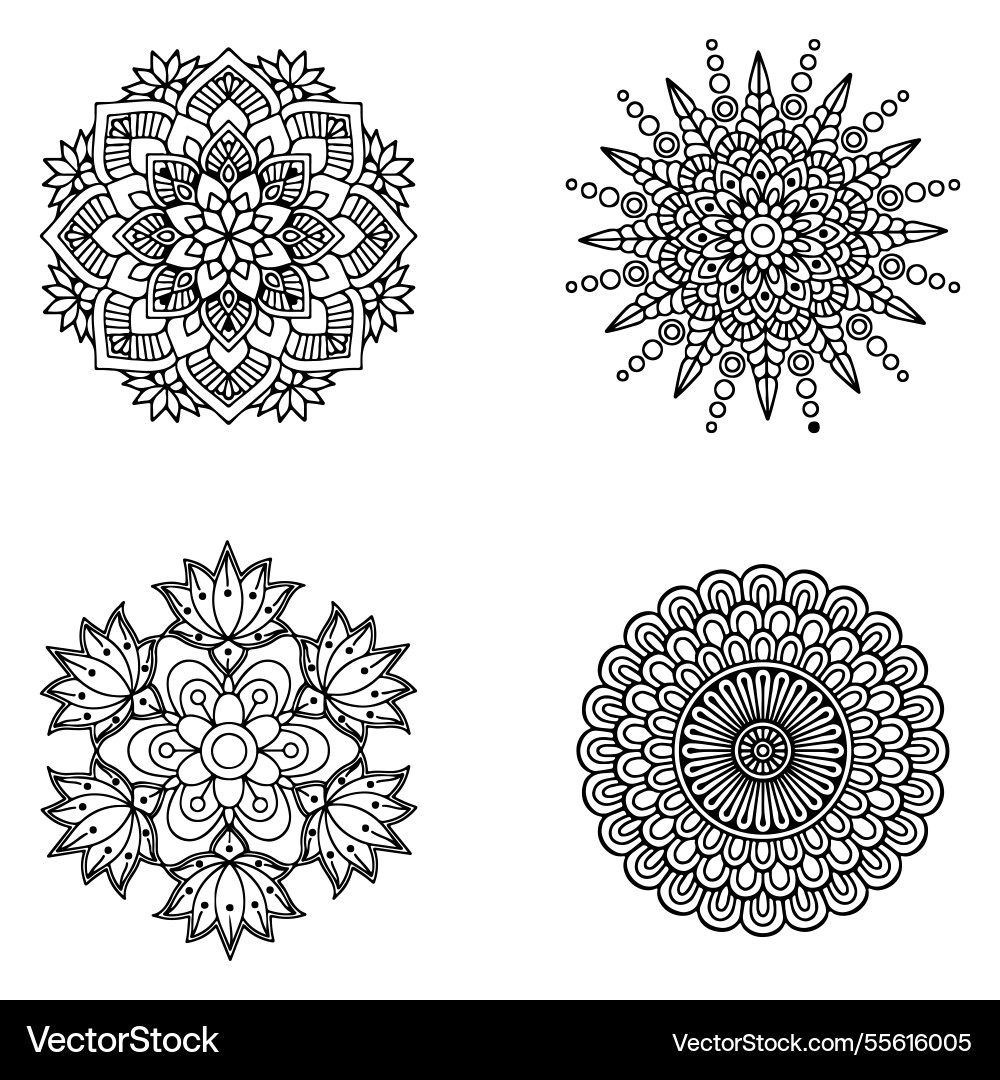 Big set of round patterns geometric mandalas Vector Image