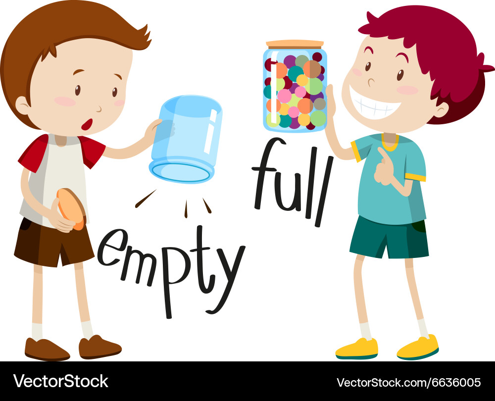 Boy with empty jar and full Royalty Free Vector Image