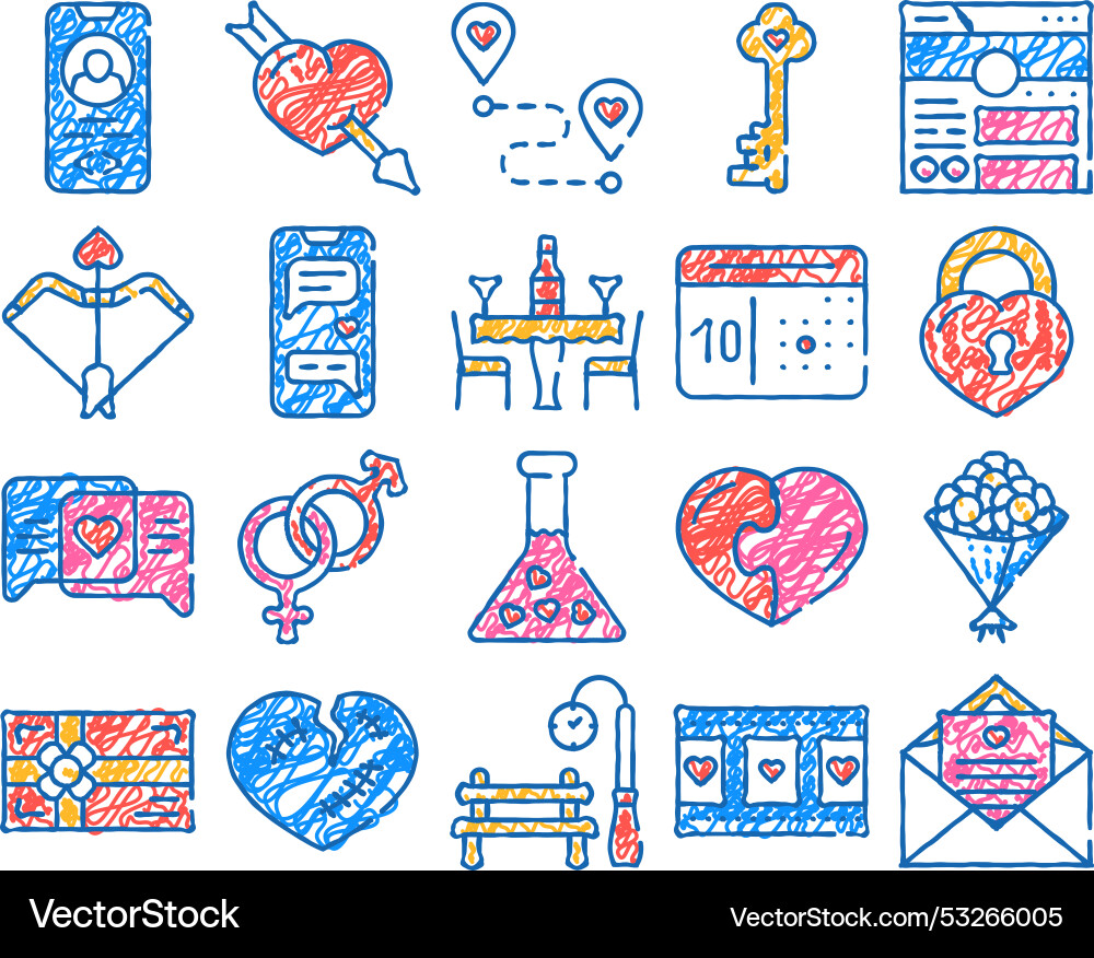 Dating love romantic icon hand drawn Royalty Free Vector