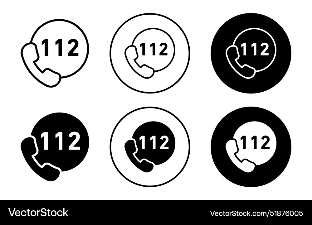 Emergency 112 call icon outline flat icon Vector Image