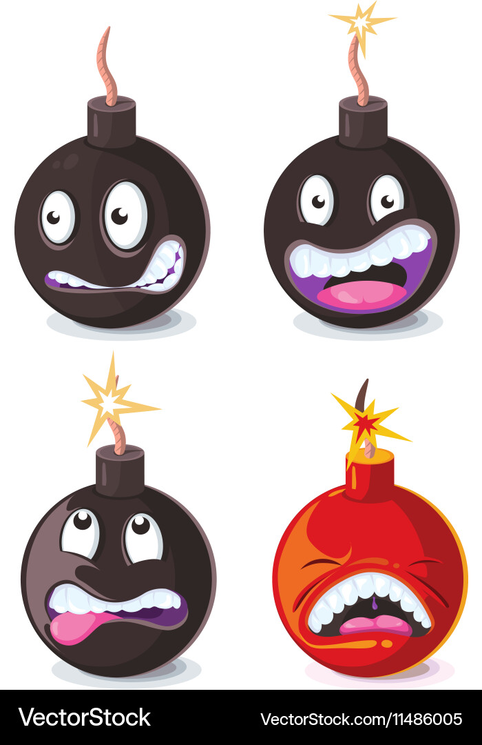 Funny cartoon wicked bombs emoji Royalty Free Vector Image