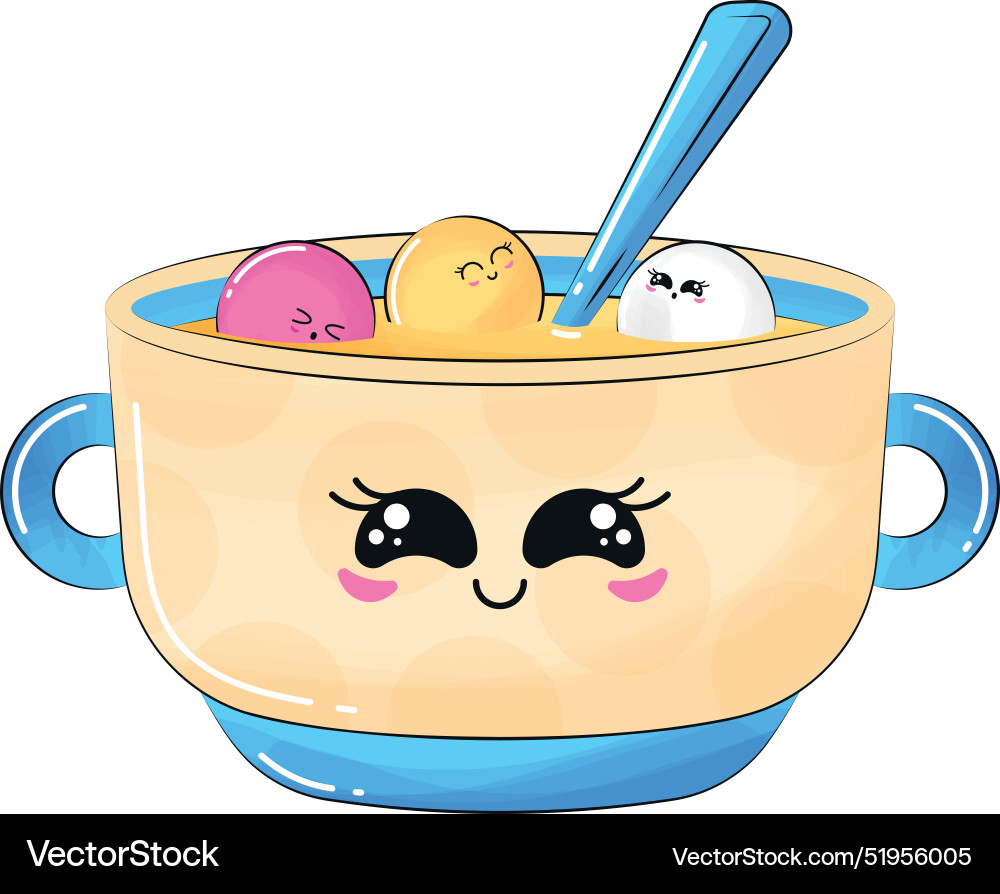 Happy cute bowl cartoon Royalty Free Vector Image