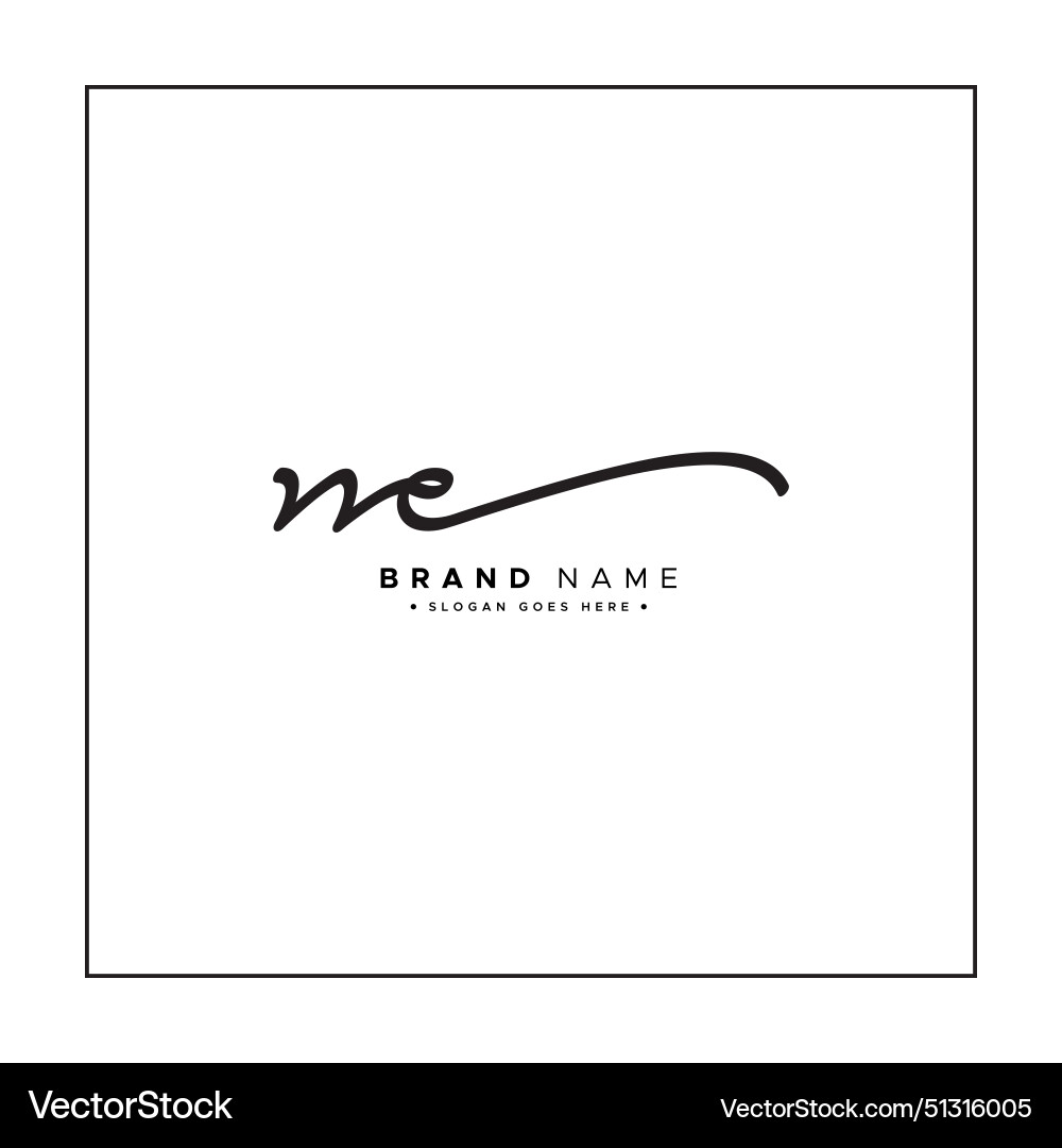 Ne initial logo in signature style Royalty Free Vector Image
