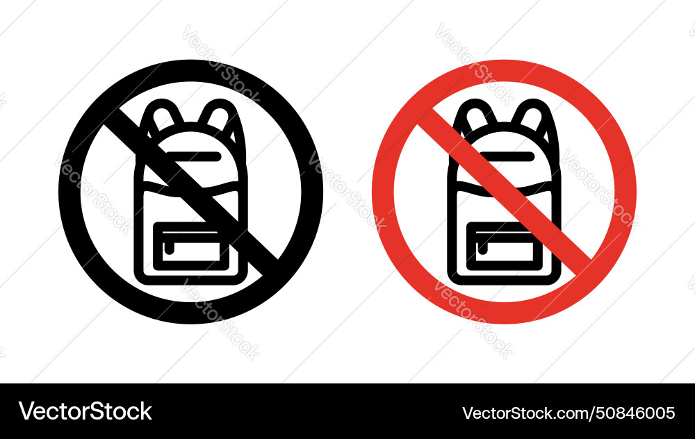 No backpacks allowed sign icon set prohibition Vector Image