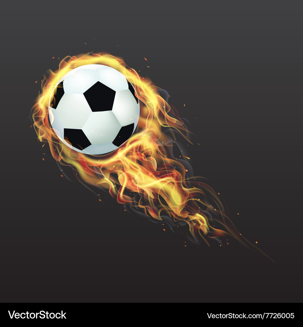 Realistic soccer ball on fire Royalty Free Vector Image