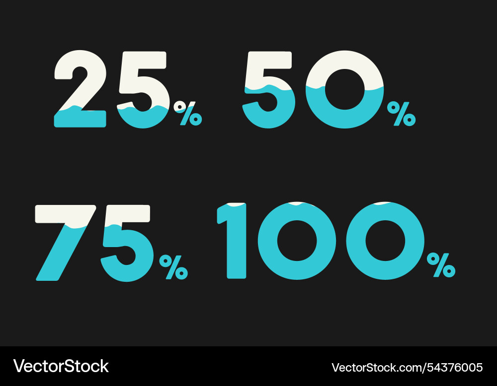 Set of percentage on blue background Royalty Free Vector