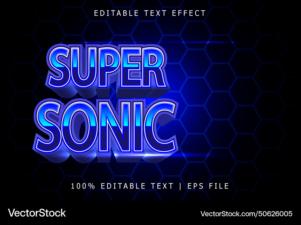 Super sonic editable text effect 3 dimension Vector Image