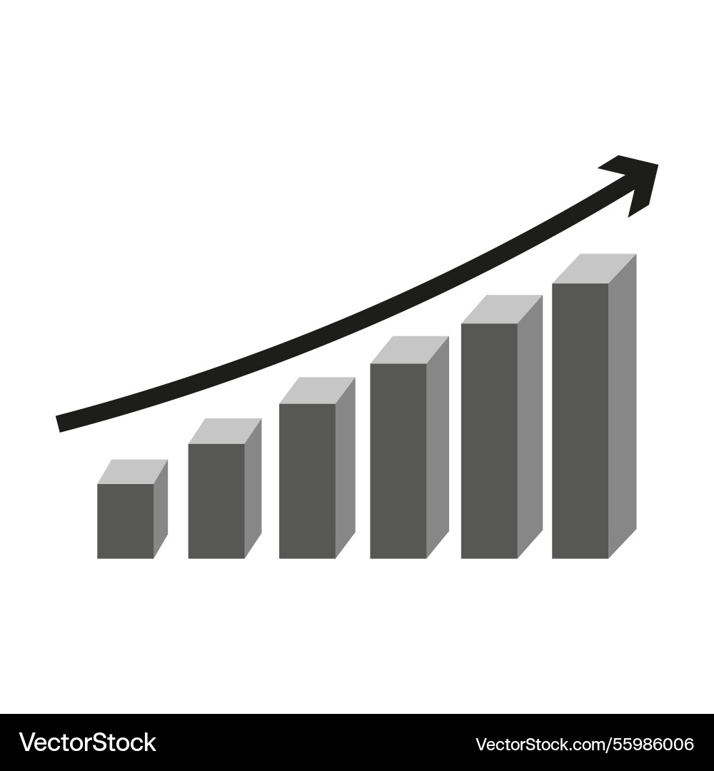 Bar chart growth progression arrows graphic Vector Image
