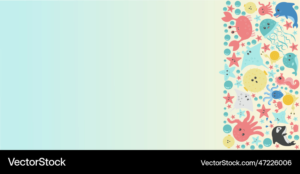 Border from sea animals Royalty Free Vector Image