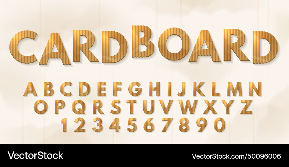 Cardboard font packaging paper material cutout Vector Image