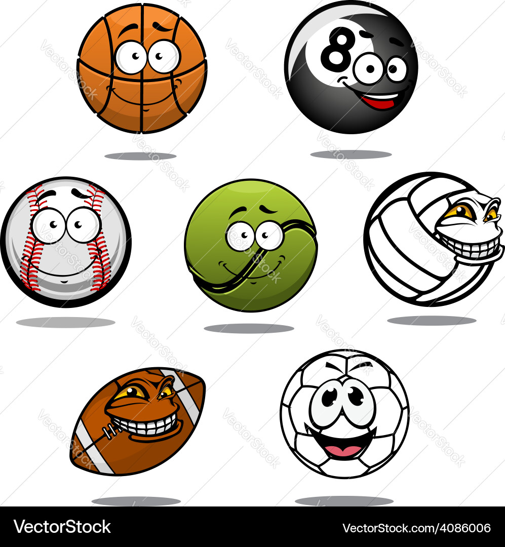 Cartoon funny balls characters Royalty Free Vector Image