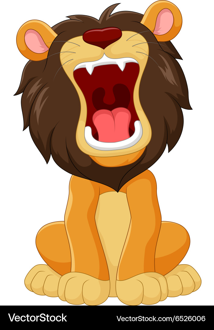 Cartoon happy lion roaring isolated Royalty Free Vector