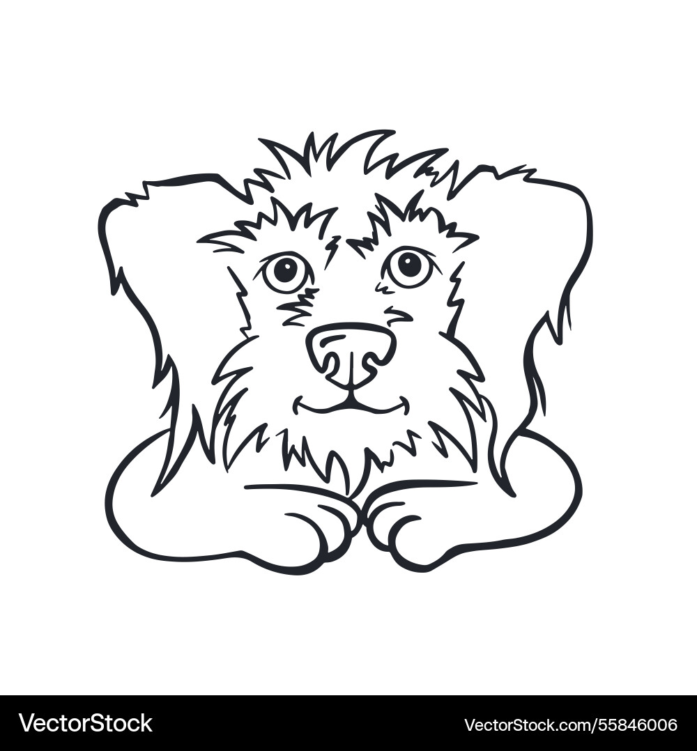 Cute dog line coloring page Royalty Free Vector Image