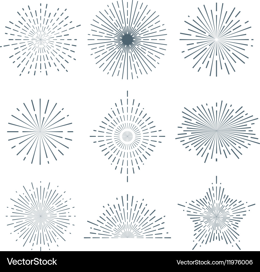 Hand drawn sunburst vintage radial burst Vector Image