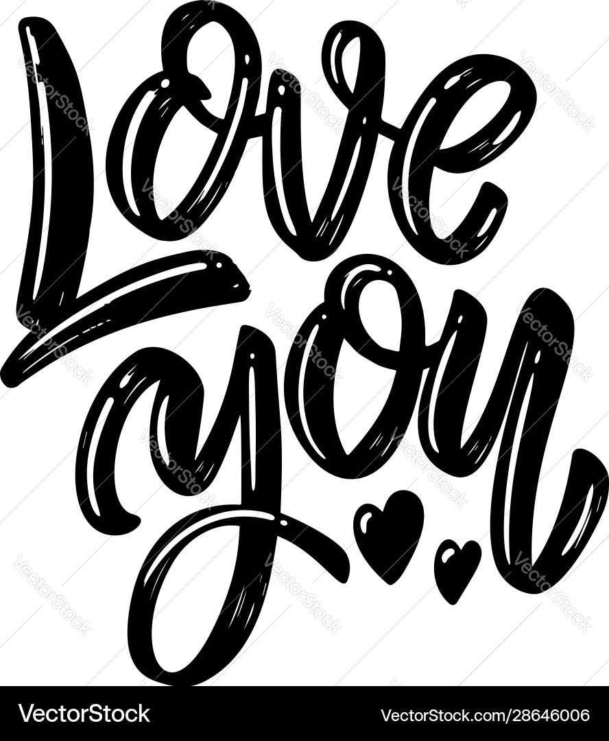 Love you lettering phrase on white background Vector Image