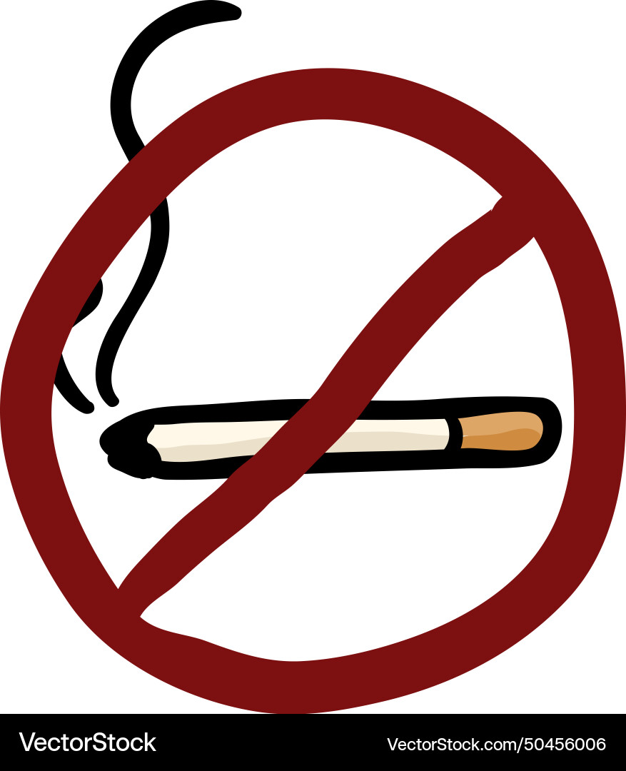 No smoking doodle icon prohibition sign Royalty Free Vector