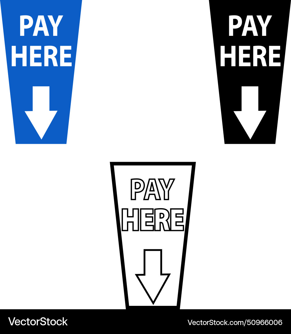 Pay here parking information icon sign Royalty Free Vector