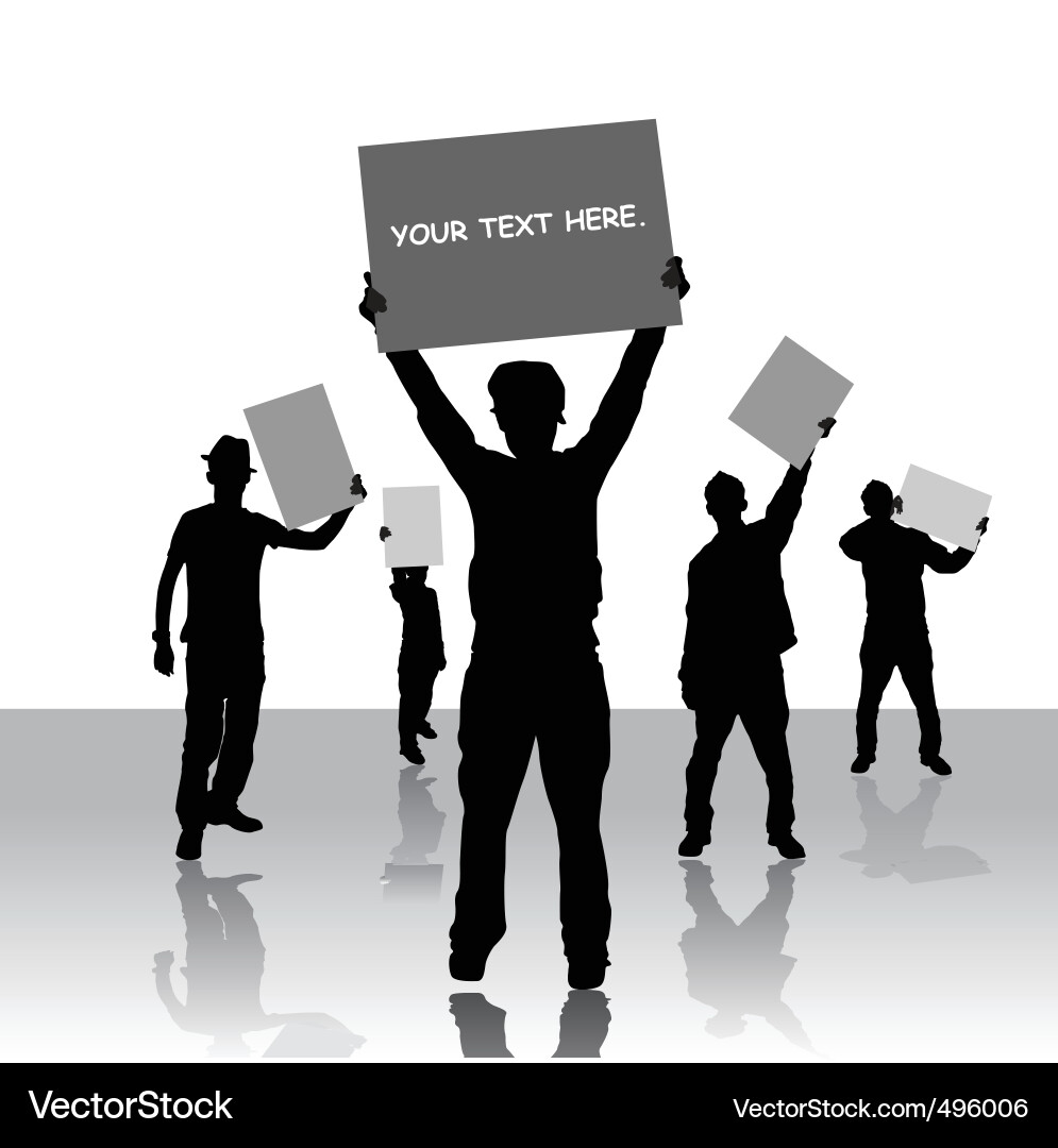 People holding sign Royalty Free Vector Image - VectorStock