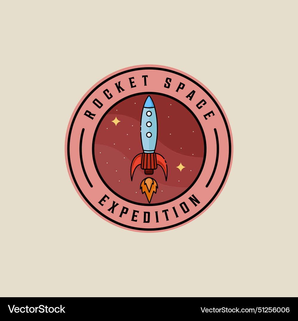 Rocket space ship emblem logo template graphic Vector Image
