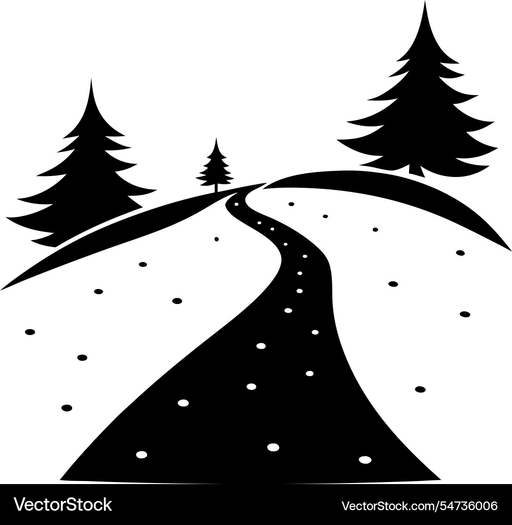 Snowy path silhouette for winter scenes Royalty Free Vector