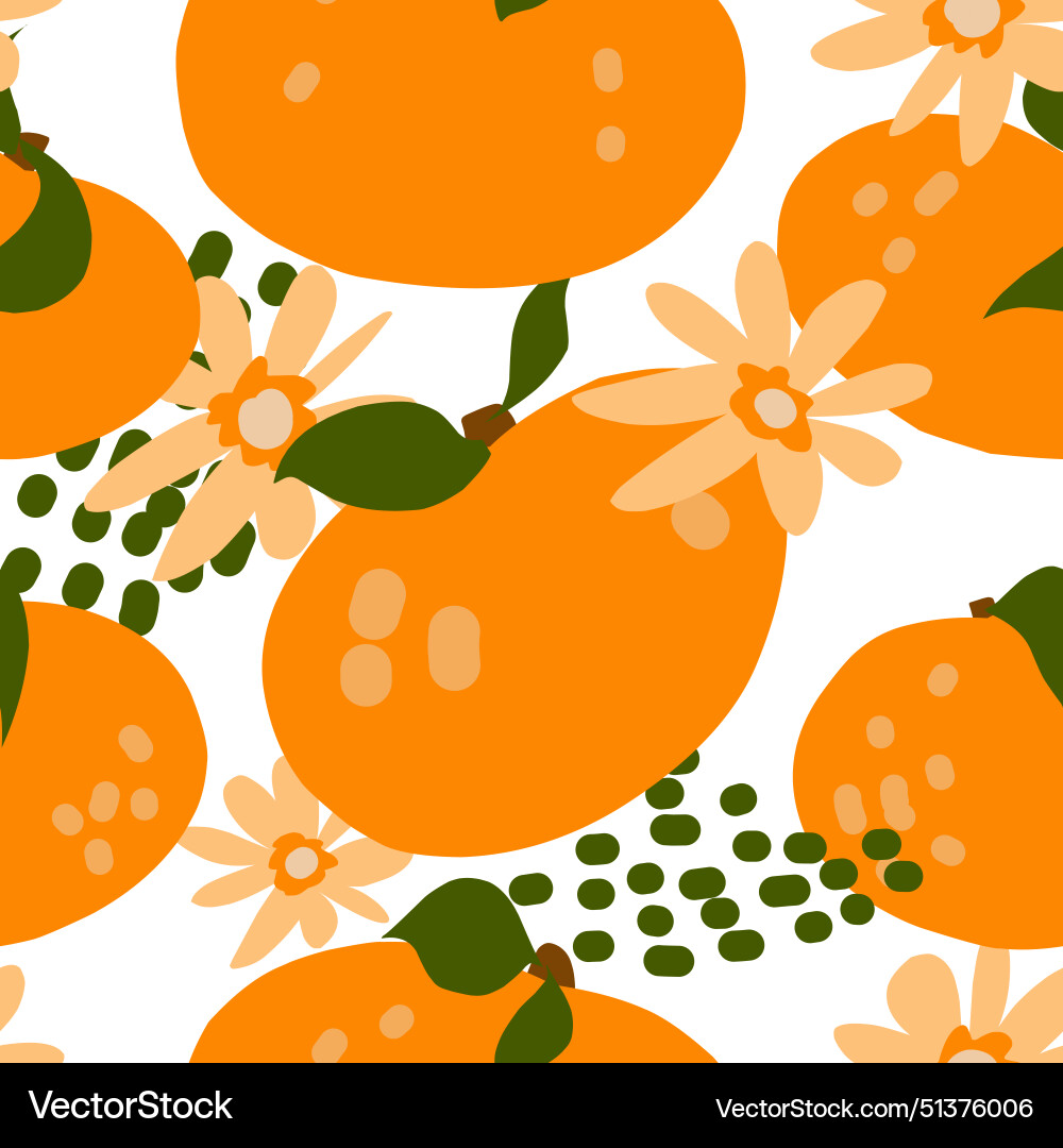 Tangerines flat for design print wallpaper paper Vector Image